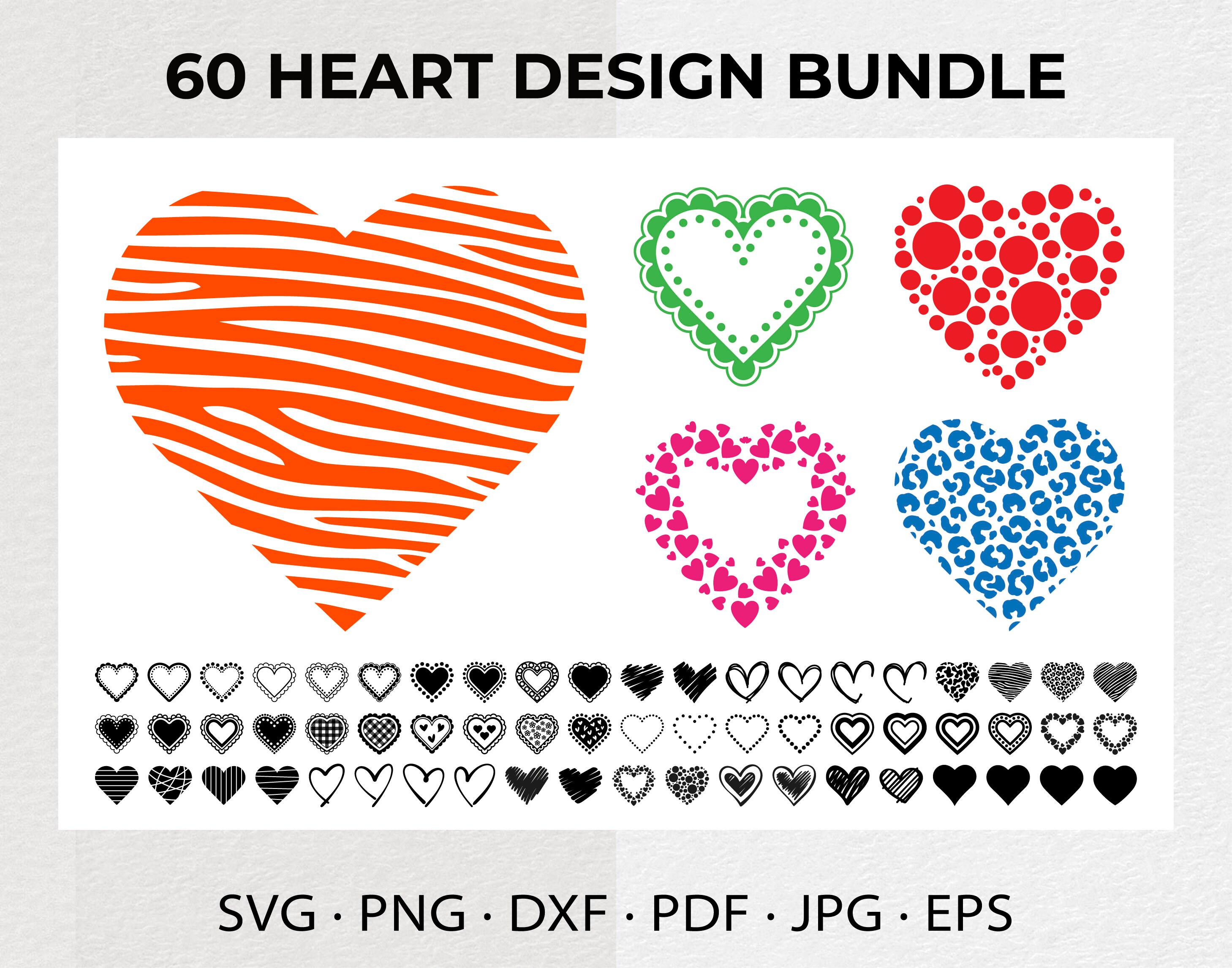 60 Heart Design Svg Bundle, Heart Svg, Hand Drawn Heart Svg, Open Heart ...