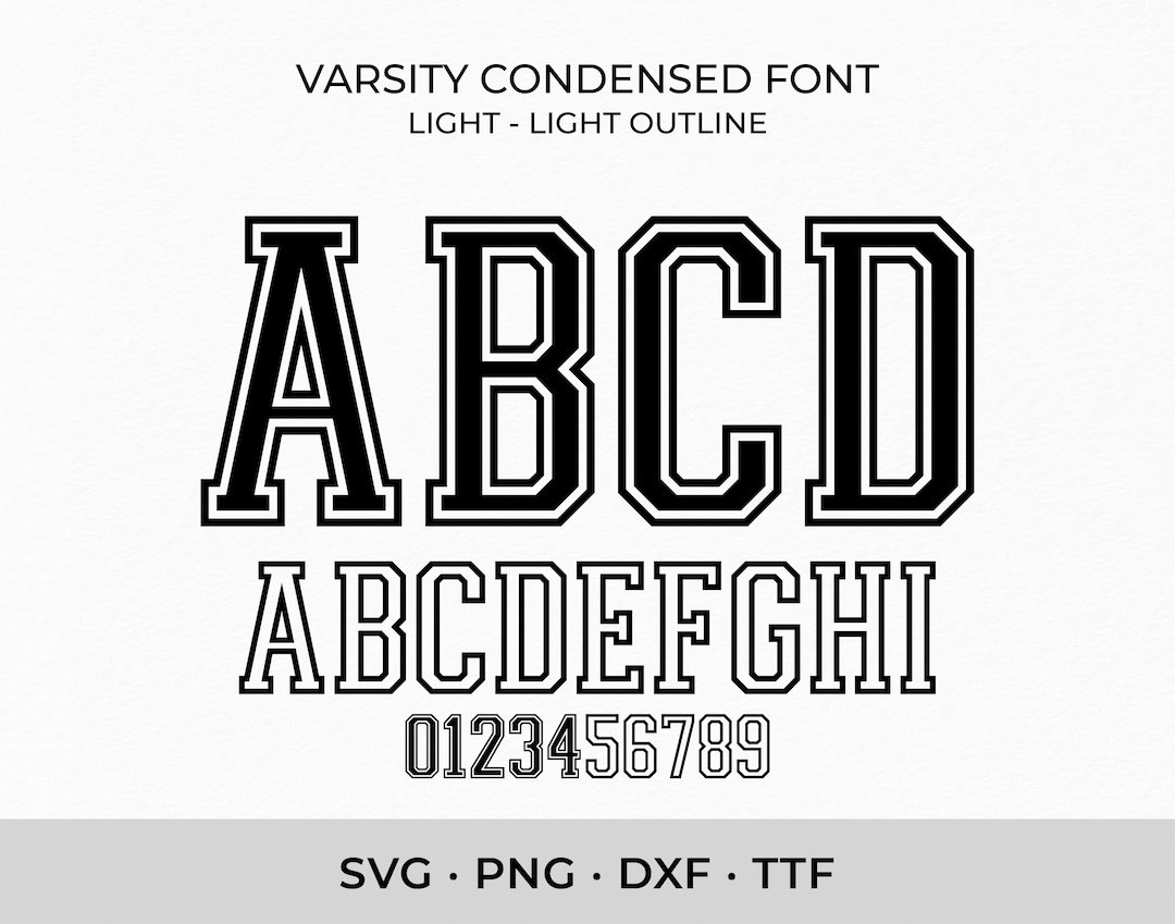 Varsity Font SVG TTF Condensed Light, College Font Svg Sports Font Svg ...