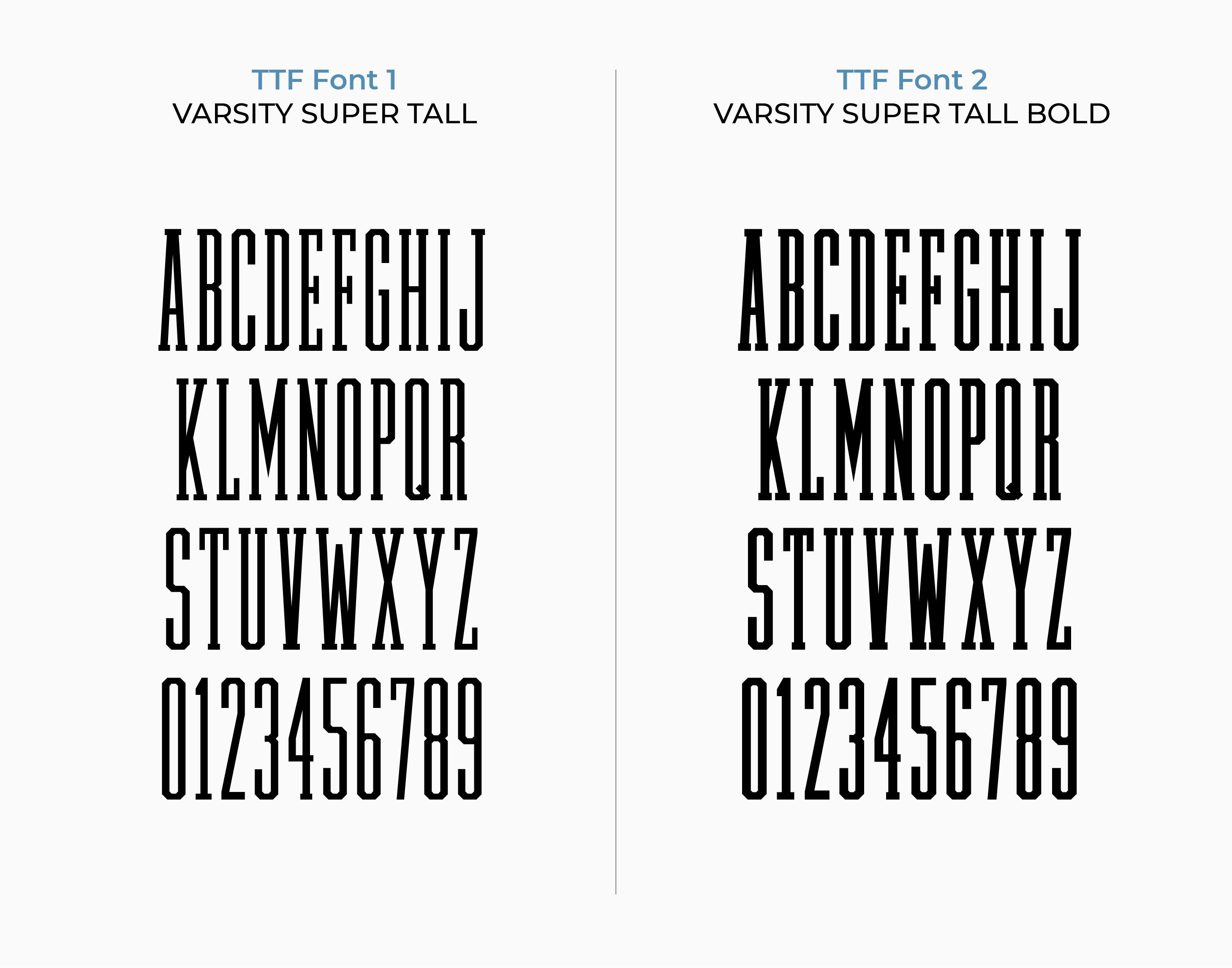 Varsity Super Tall Fonts: Sports Jersey (SVG, DXF, TTF) - Etsy