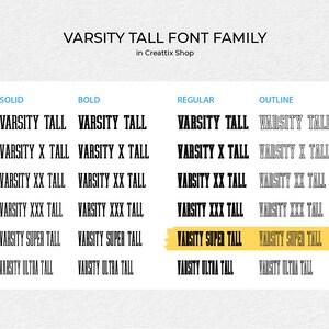 Varsity Super Tall Fonts: SVG, TTF, DXF, Outline Font, (digital ...