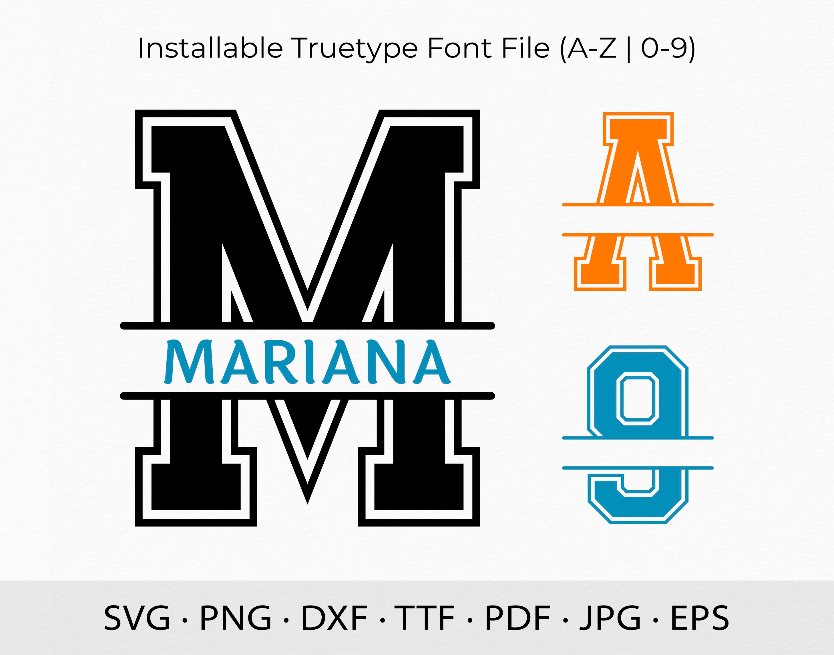 Split Monogram SVG-PNG College Monogram Font Sport Font - Etsy