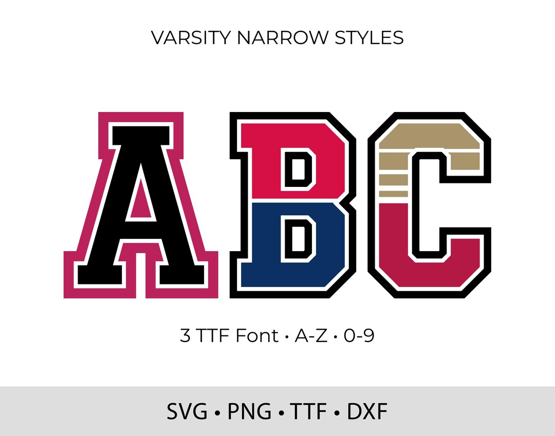 Varsity Narrow Layered Fonts TTF SVG Outline Fonts (digital Download ...