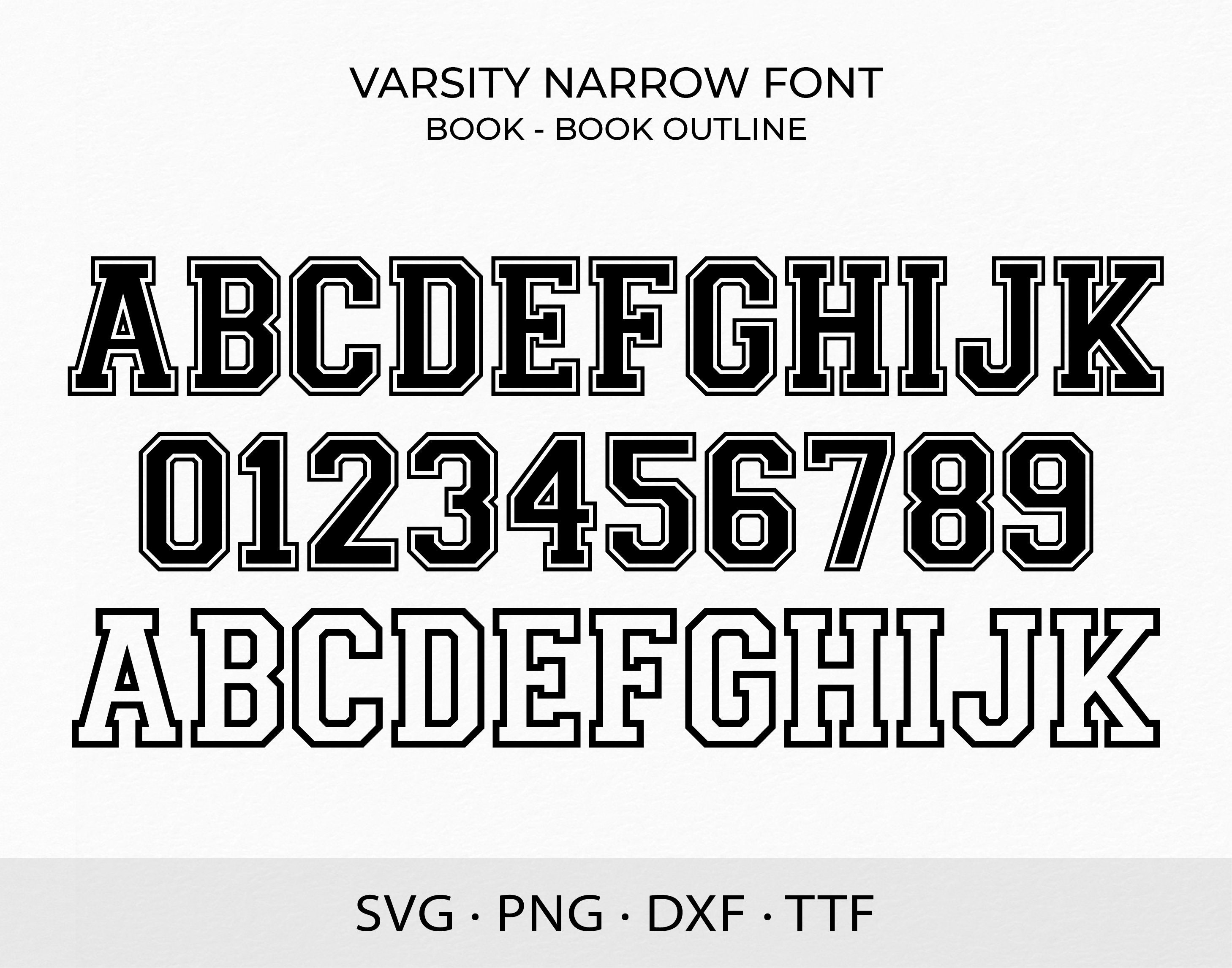 Varsity Font SVG TTF Narrow Book College Font Svg Sports Font - Etsy Canada