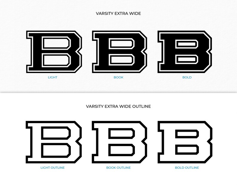 Varsity Font SVG TTF Extra Wide Fonts Bundle, College Font Svg Sports ...