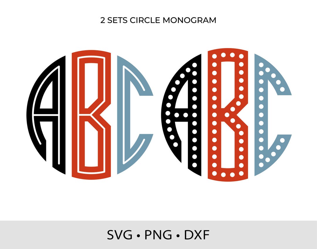 Circle Monogram SVG PNG DXF Circle Inline Monogram Split Letters ...