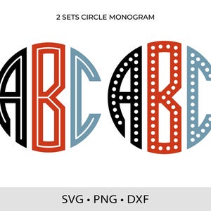 Circle Monogram SVG PNG DXF Circle Inline Monogram Split Letters ...