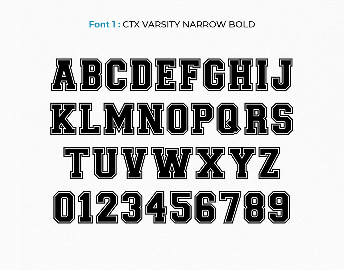 Varsity Font SVG, Narrow Bold & Outline, College Sports Font (digital ...