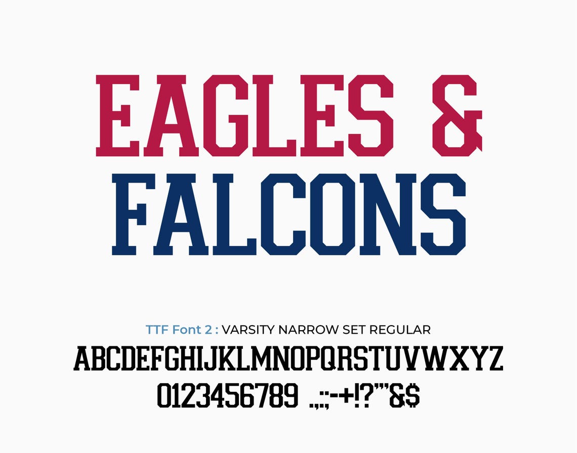 Varsity Narrow Block Fonts TTF SVG College Fonts for Cricut Block Fonts ...