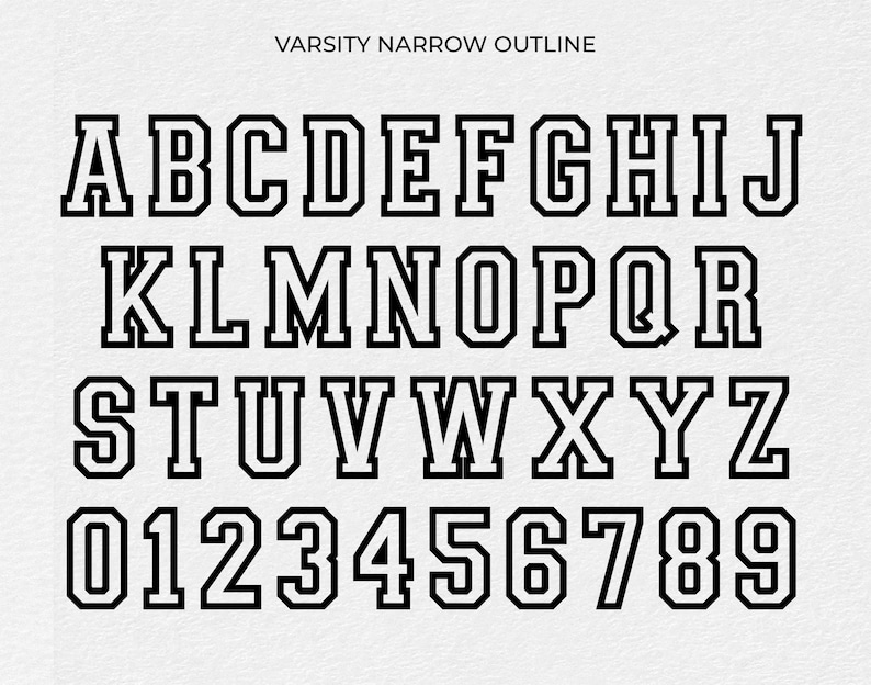 Varsity Narrow Fonts TTF SVG, Block and Outline Letters (downloadable ...
