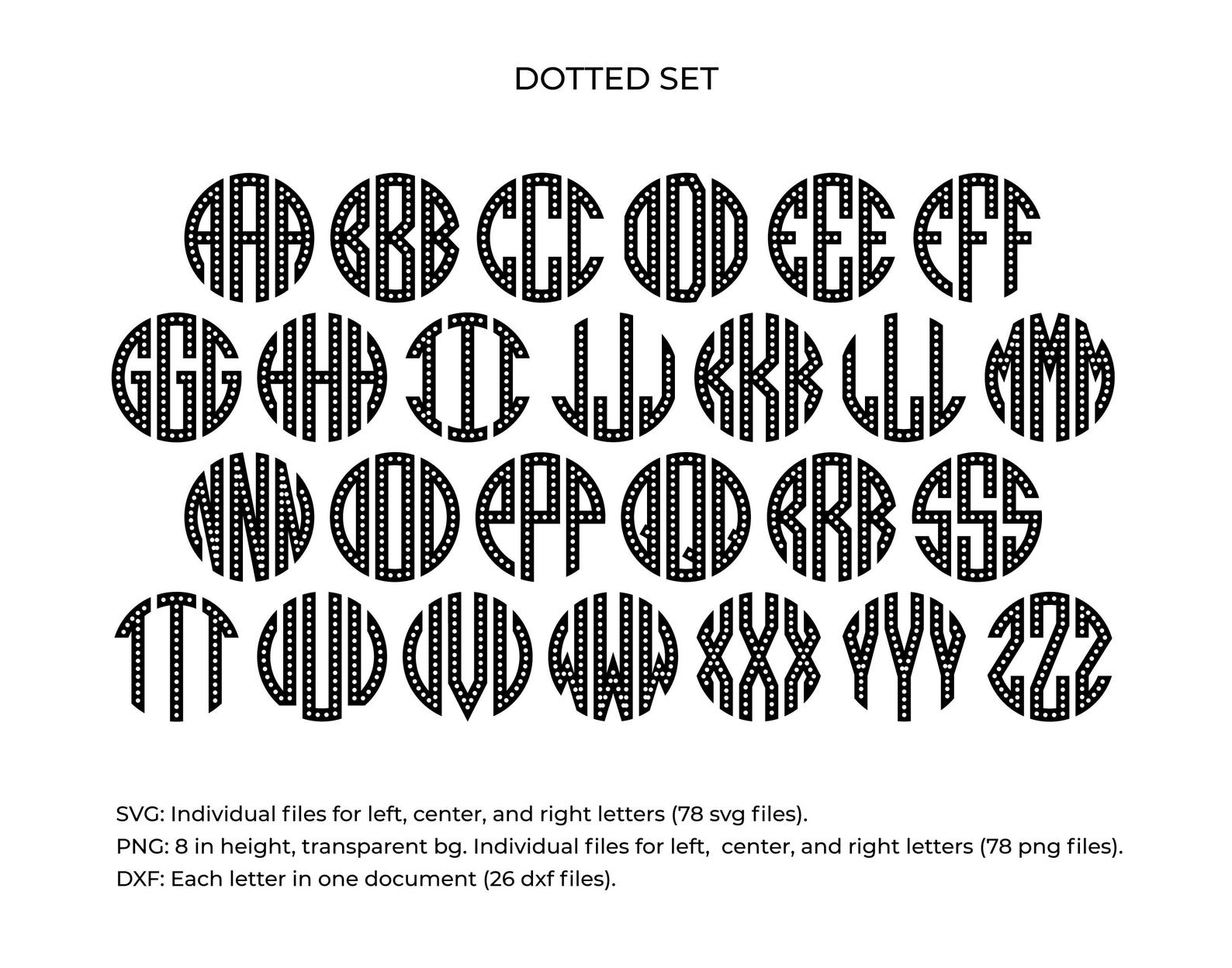 Circle Inline Monogram SVG: Split Letters Alphabet Cut Files (digital ...