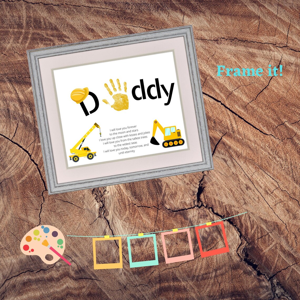 Kids Handprint Art for Construction Worker Dad, Father's Day Gift Made ...