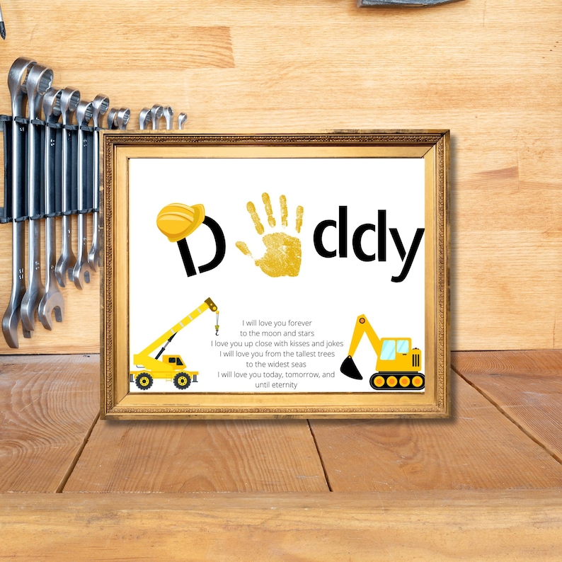 Kids Handprint Art for Construction Worker Dad, Father's Day Gift Made ...