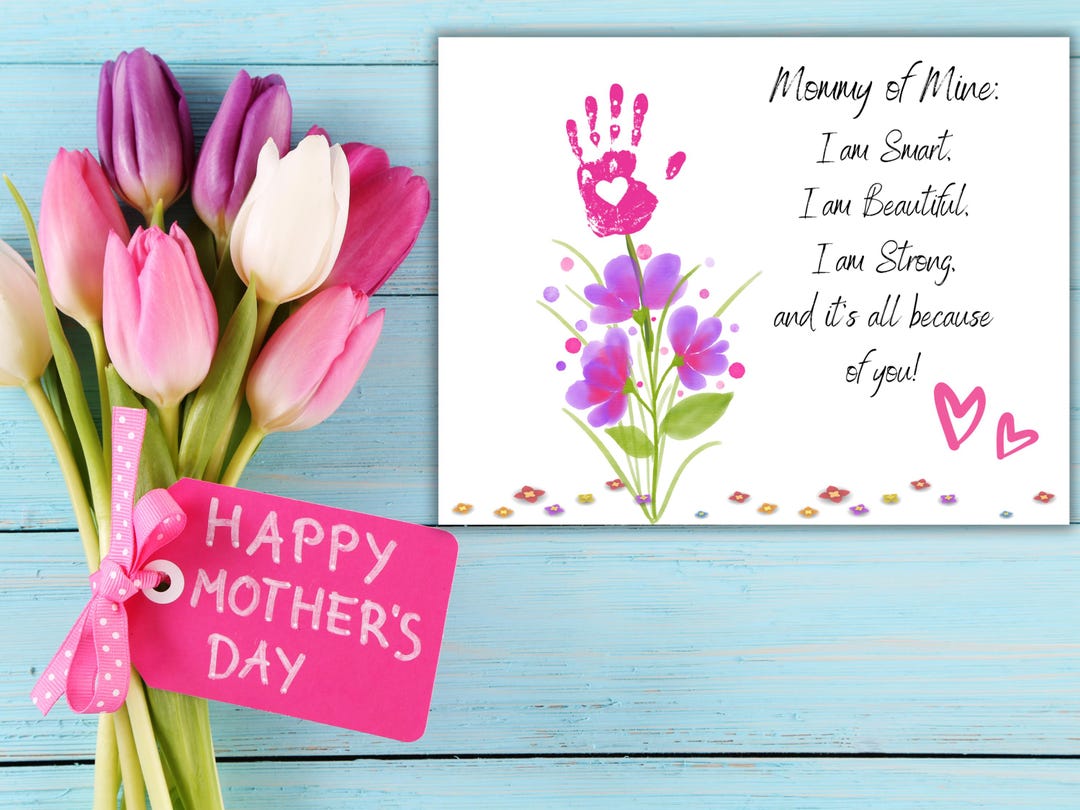 Watercolor Flower Handprint Art for Mothers Day, Handmade Gift From ...