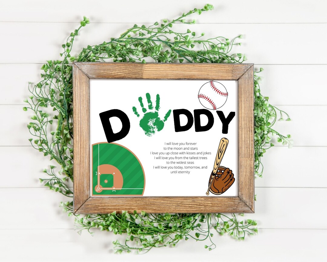 Father's Day Gift | Baseball Gift | Handprint Art | Custom Gift - Etsy