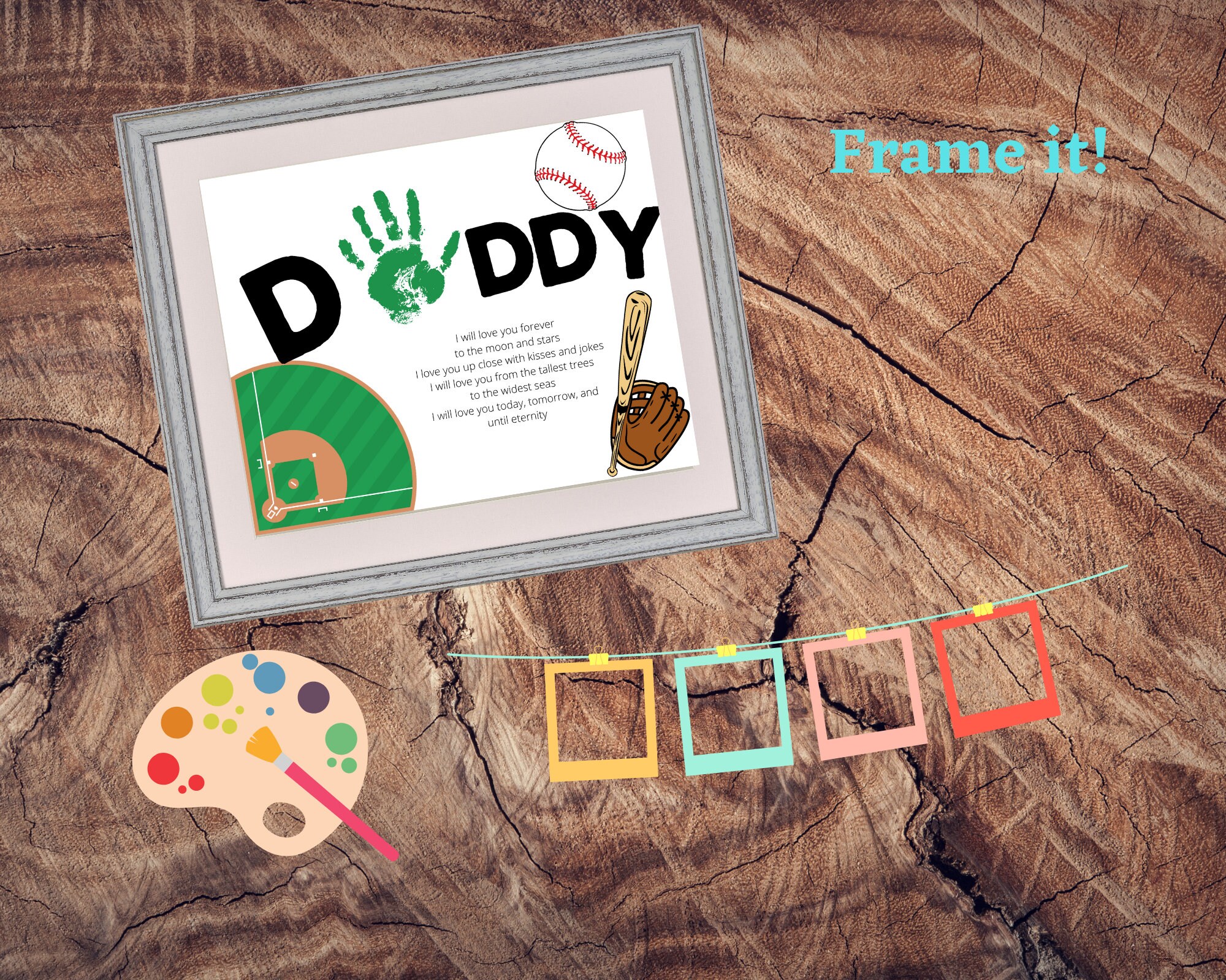 Father's Day Gift | Baseball Gift | Handprint Art | Custom Gift - Etsy