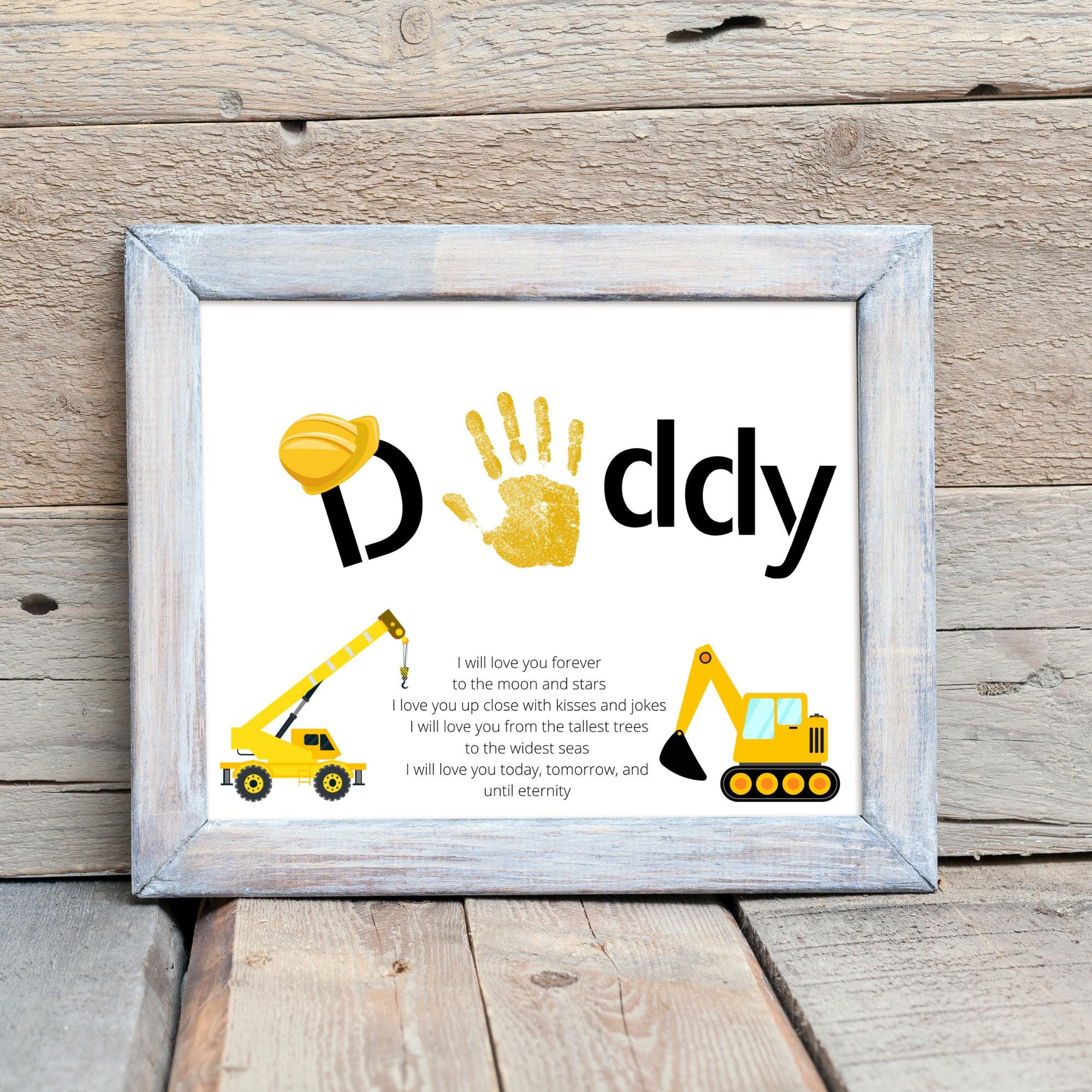 Kids Handprint Art for Construction Worker Dad, Father's Day Gift Made ...