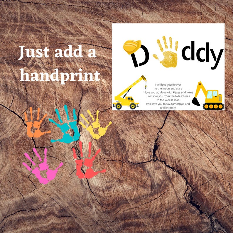 Kids Handprint Art for Construction Worker Dad, Father's Day Gift Made ...