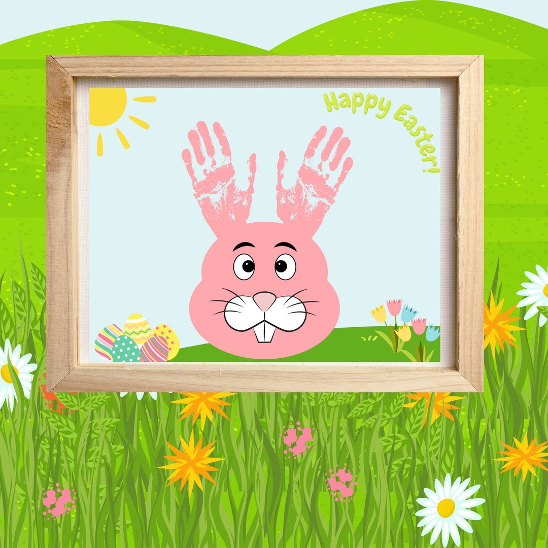 Easter Bunny Handprint Art, Spring Art Project, Handmade Kids Art - Etsy