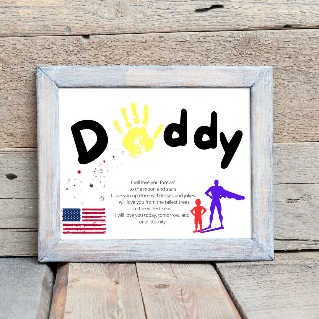 Superhero Dad Gift, Handprint Father's Day Art - Etsy