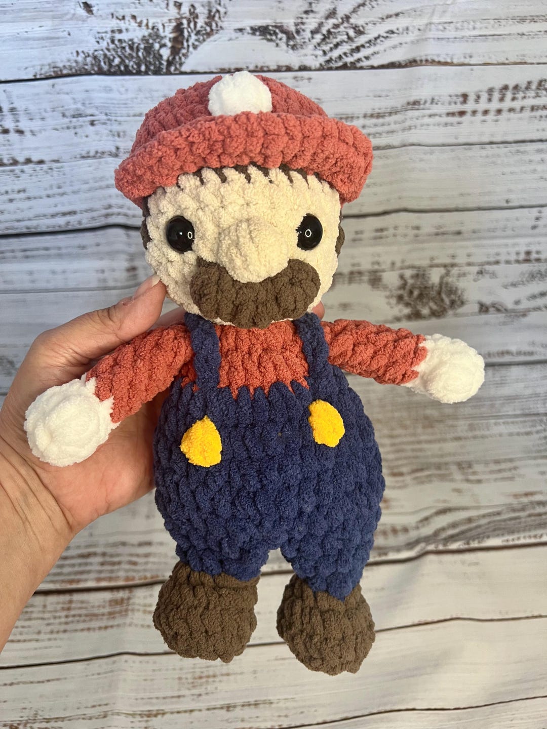 Red Plumber Brother Crochet Lovey/blanket, Handmade Plumber Brother ...