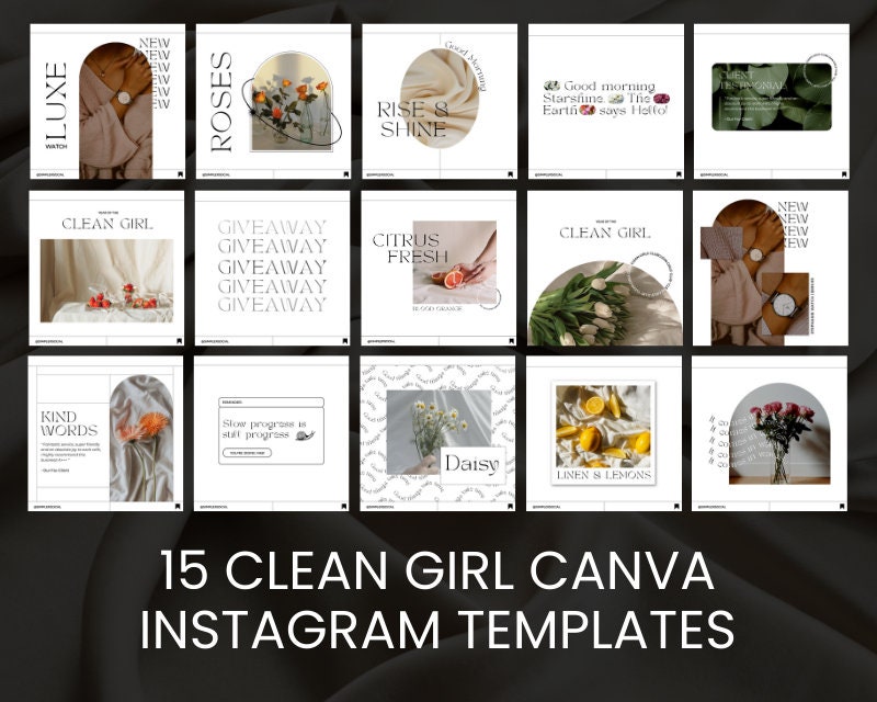 15 Modern Luxe "clean Girl" Aesthetic Instagram Post Templates Pack - Etsy