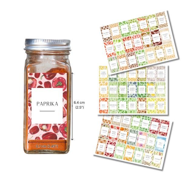 63 Illustrated Spice Labels • Aesthetic Kitchen Labels • Printable PDF ...