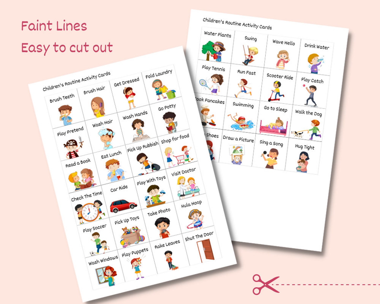 40 Printable Children's Routine Activity Cards | Children's Flashcards ...