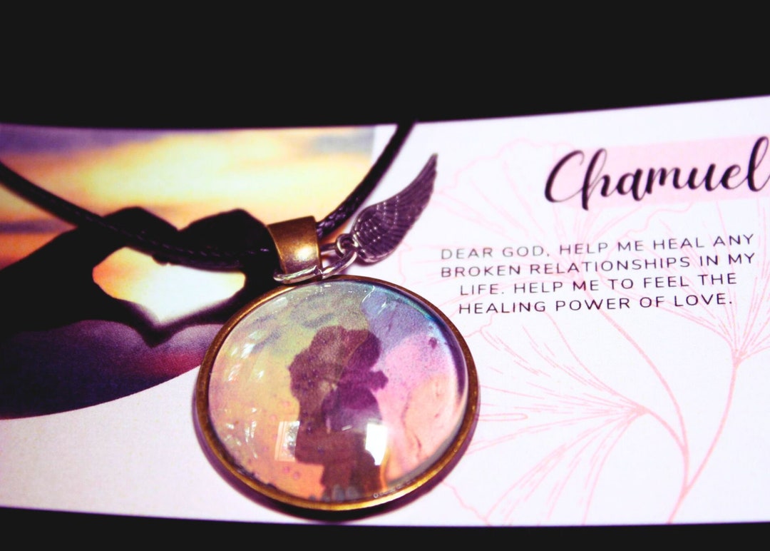 Angel Chamuel Blessing Necklace & Prayer Intention Card - Etsy