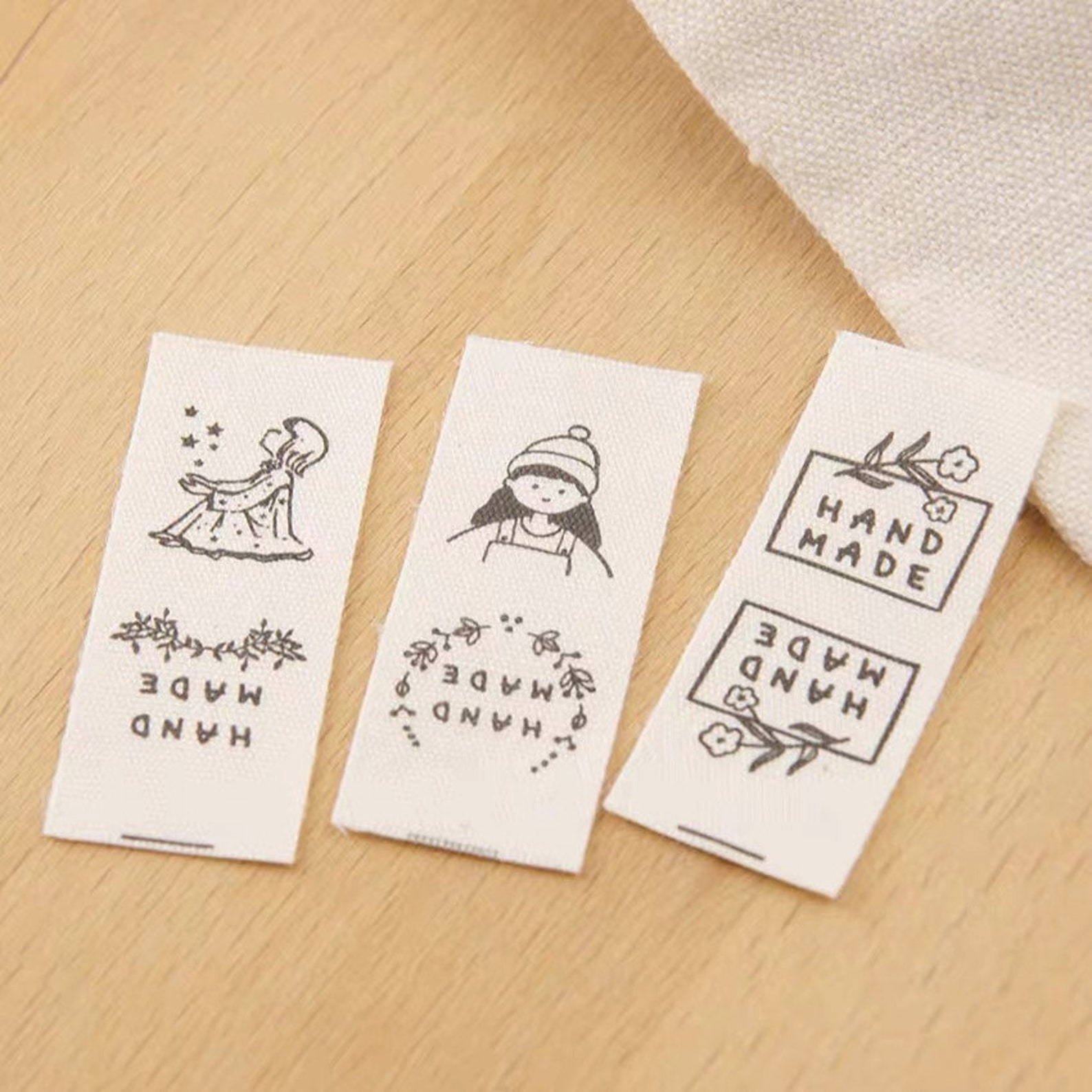 Bulk Custom Cotton Labels for Handmade Items, Sew on Cotton Logo Labels ...