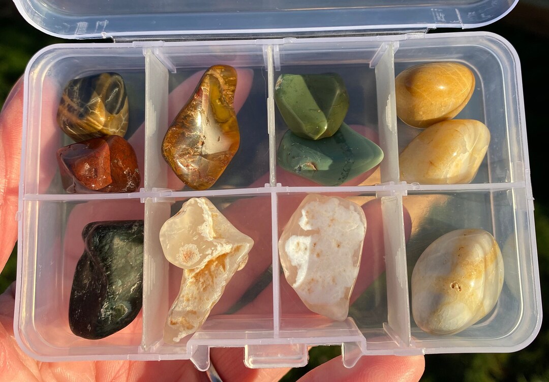 Tumbled Stones From Oregon, Agate Jasper Crystals, Collection Case ...