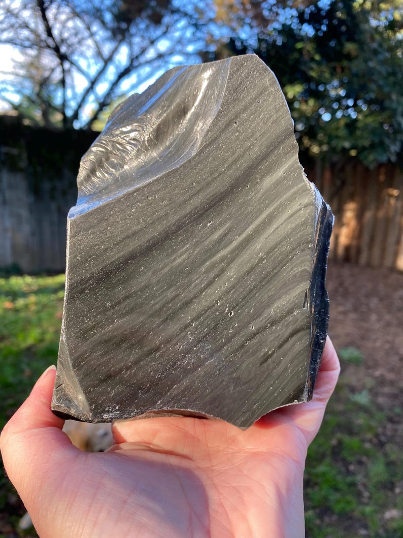 Ashy Grey Striped Obsidian Nodule, Cut and Polished - Etsy