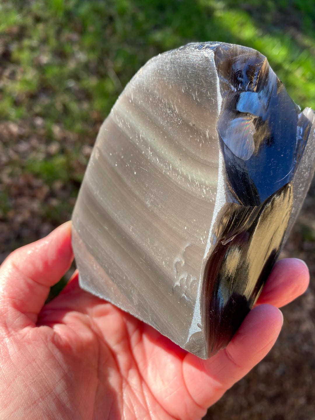 Grey Striped Obsidian Nodule, Cut and Polished - Etsy
