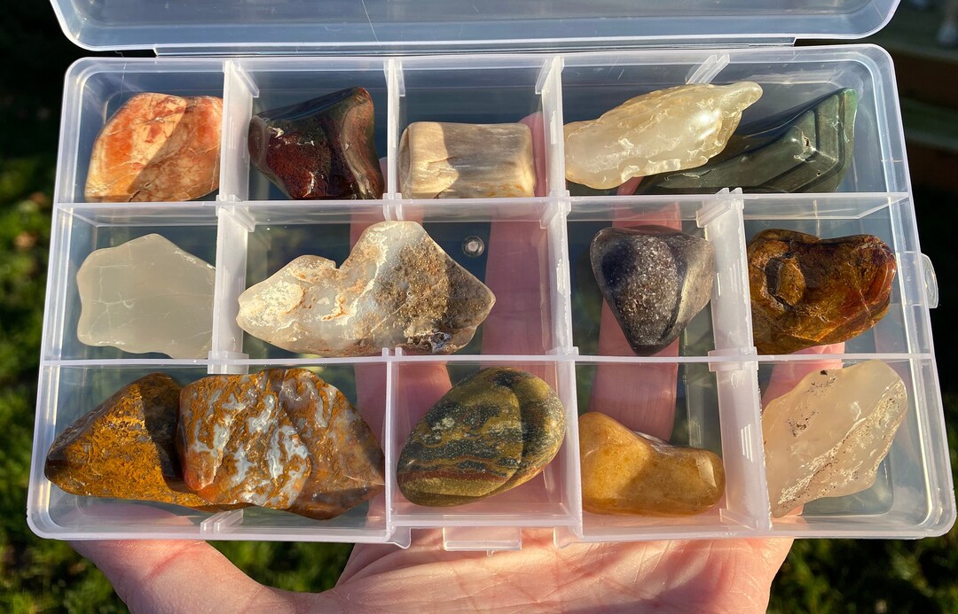 Tumbled Stones From Oregon, Agate Jasper Crystals, Collection Case ...