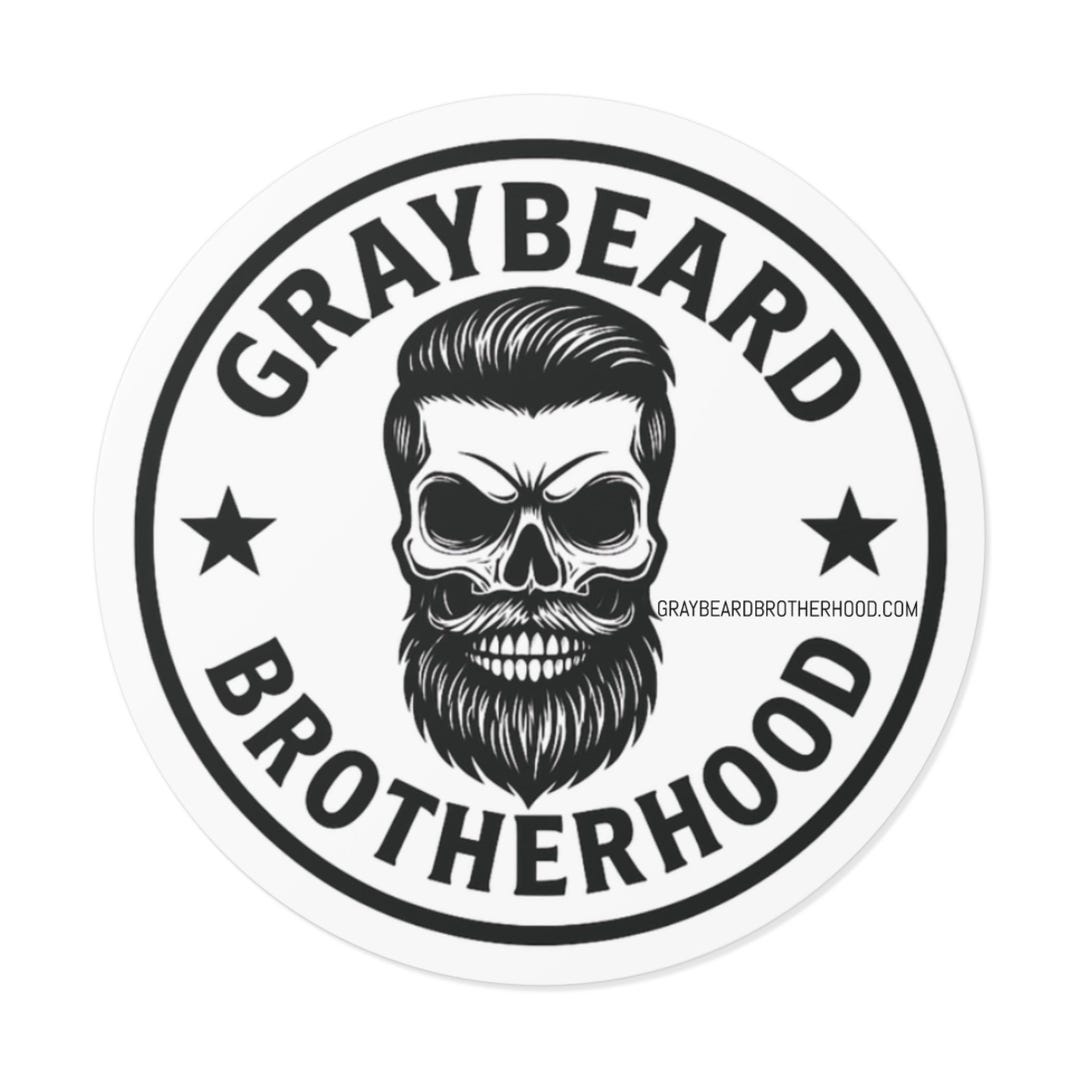 Graybeard Brotherhood Skull Logo Round Vinyl Sticker | Beard, Barber ...