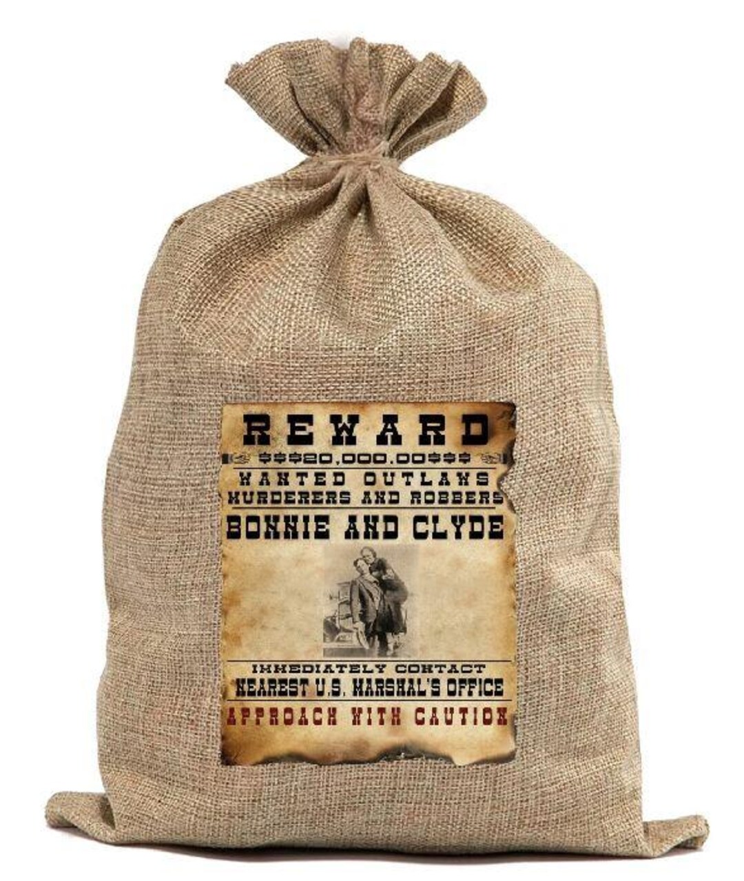 Coin Collector Wanted Poster Burlap Bag Bonnie & Clyde BUR24 - Etsy