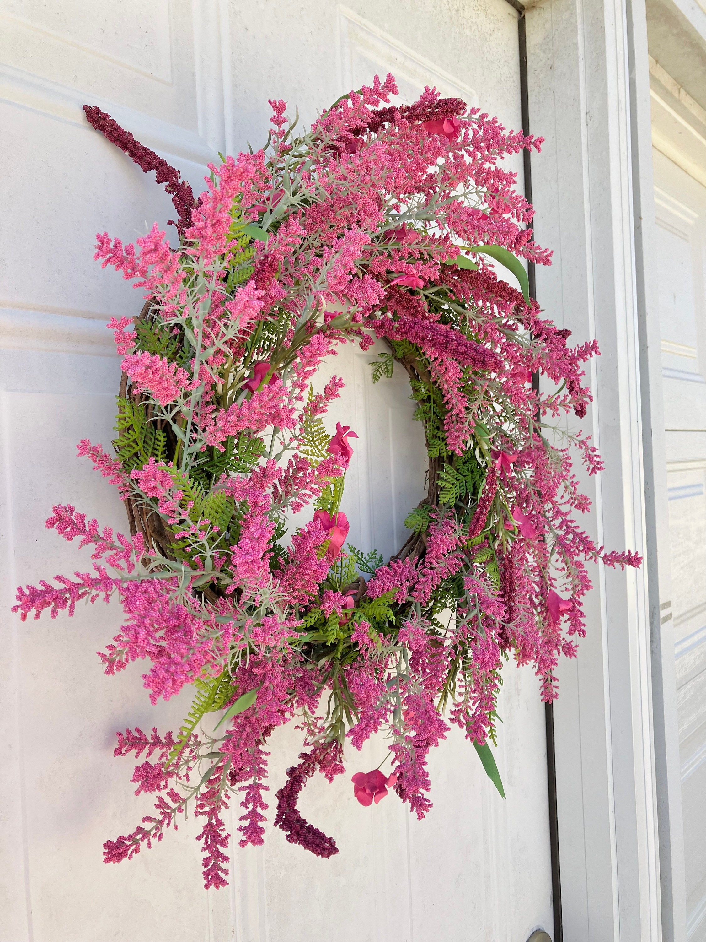 Pink Berry Spring Wreath for Front Door, Mother's Day Country Farmhouse ...