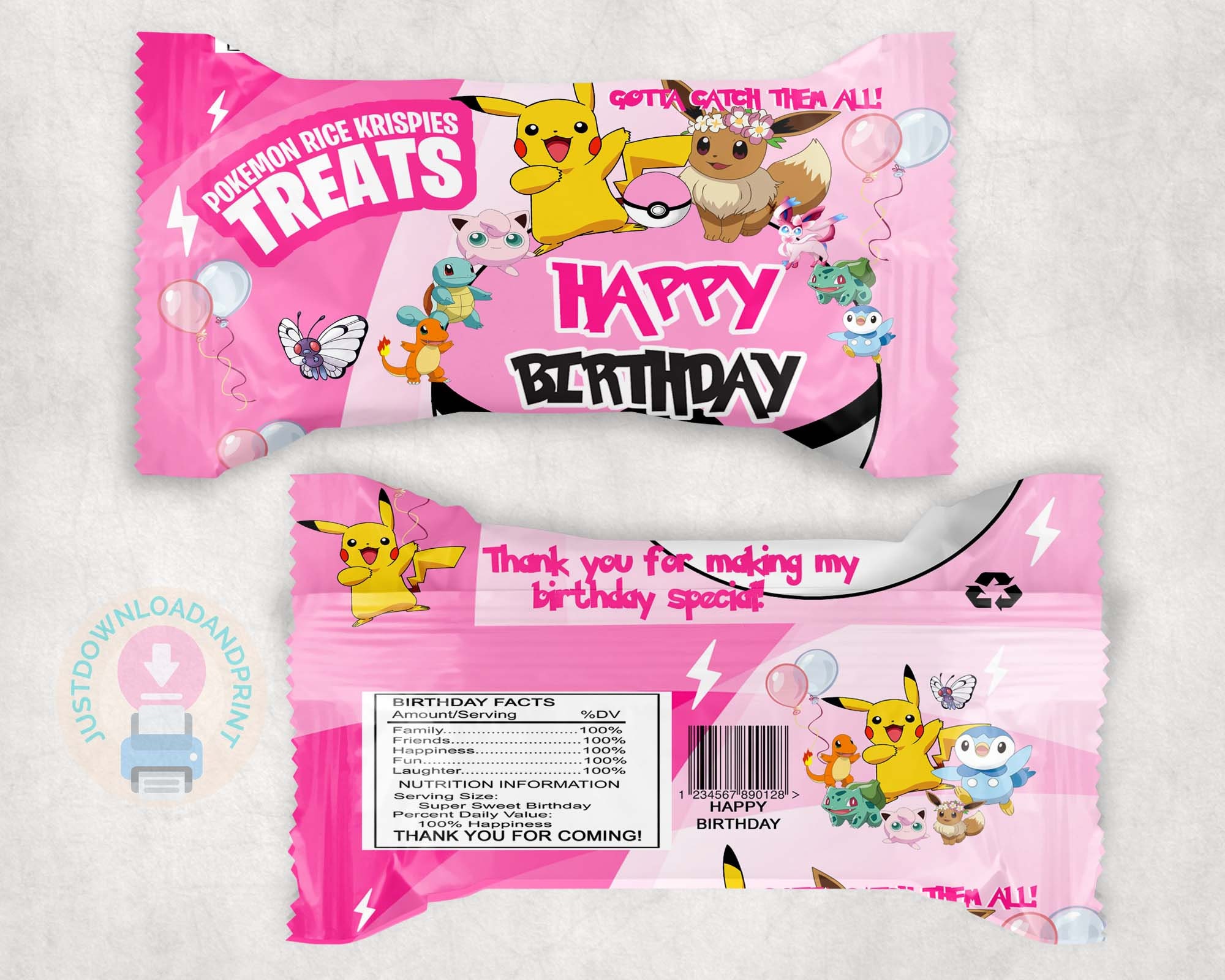 INSTANT DOWNLOAD Rice Krispies Labels, Birthday Party, Pokemon Party ...