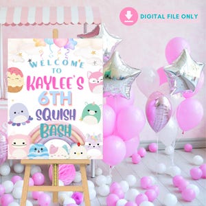 Editable Squishmallow Welcome Sign for Squishmallow Birthday Party ...