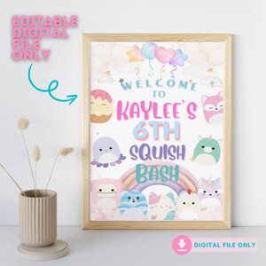 Editable Squishmallow Welcome Sign for Squishmallow Birthday Party ...