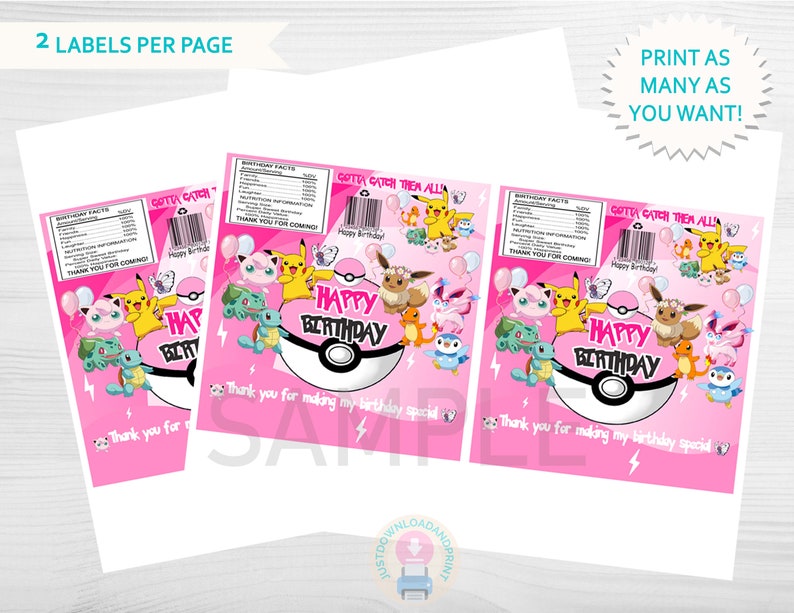 INSTANT DOWNLOAD Chocolate Bar Wrapper, Birthday Party Decor, Pink ...