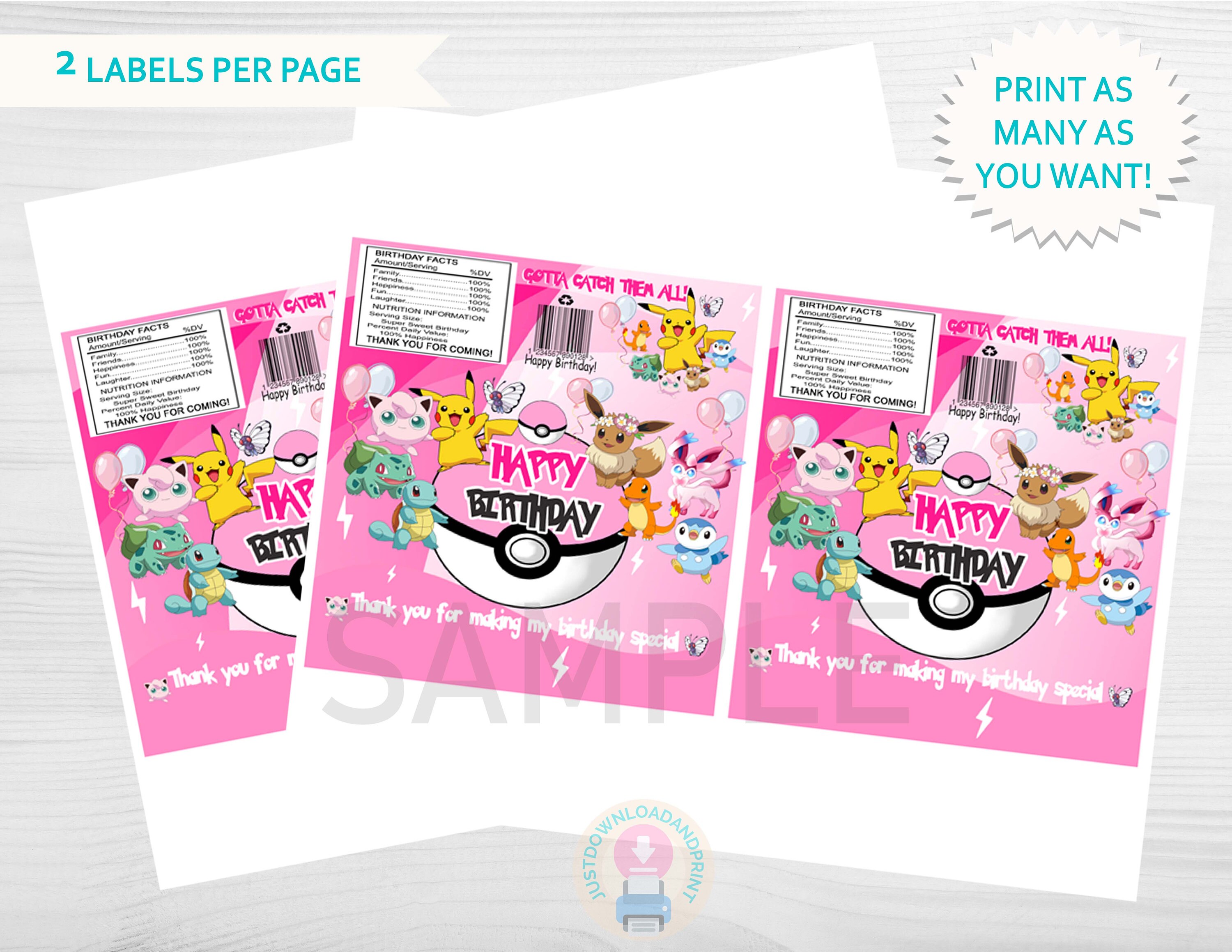 INSTANT DOWNLOAD Chocolate Bar Wrapper, Birthday Party Decor, Pink ...