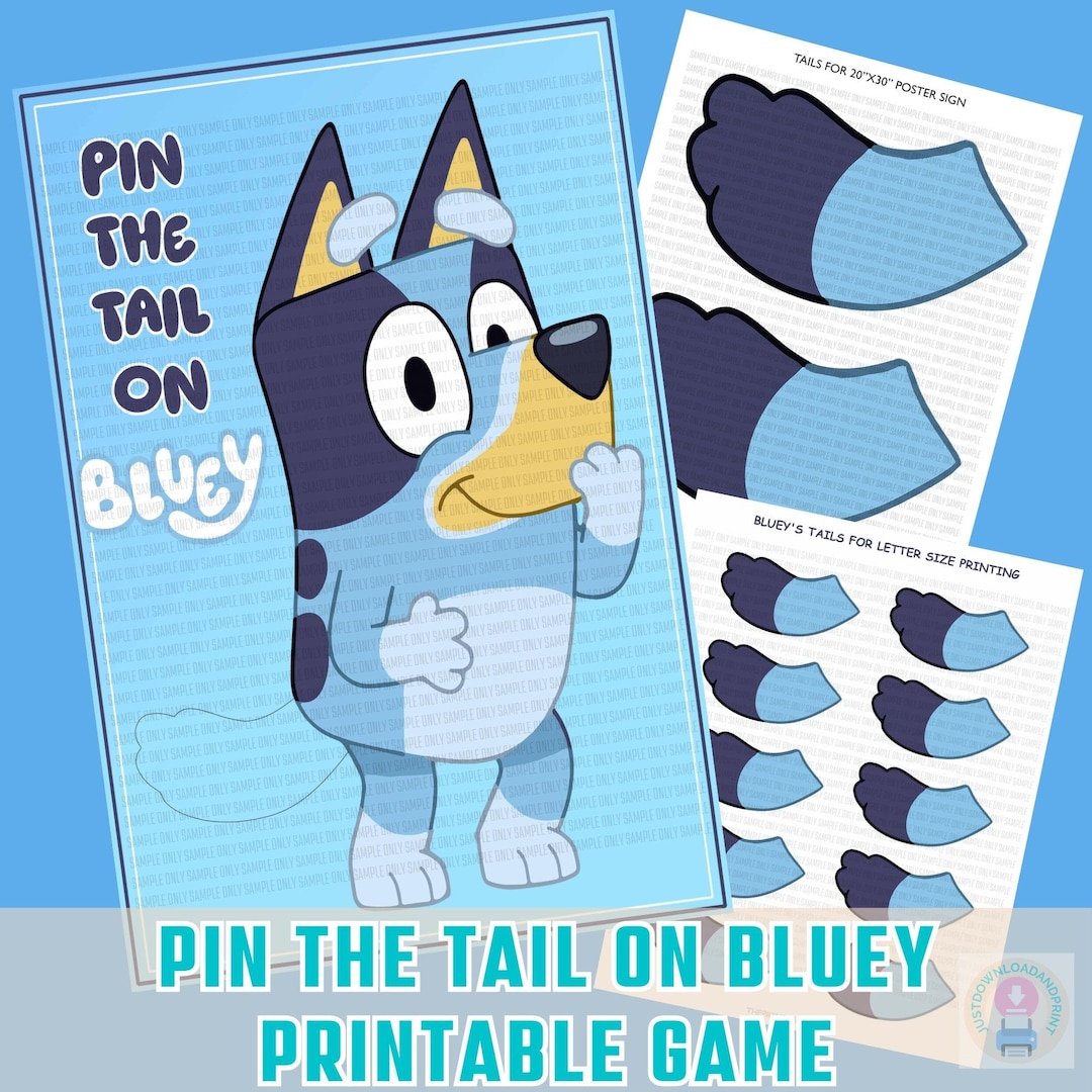 Pin the Tail on Bluey Game for Birthday Party Decor Bluey Party Game ...