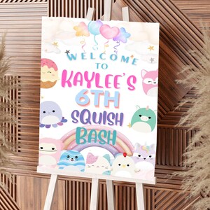 Editable Squishmallow Welcome Sign for Squishmallow Birthday Party ...