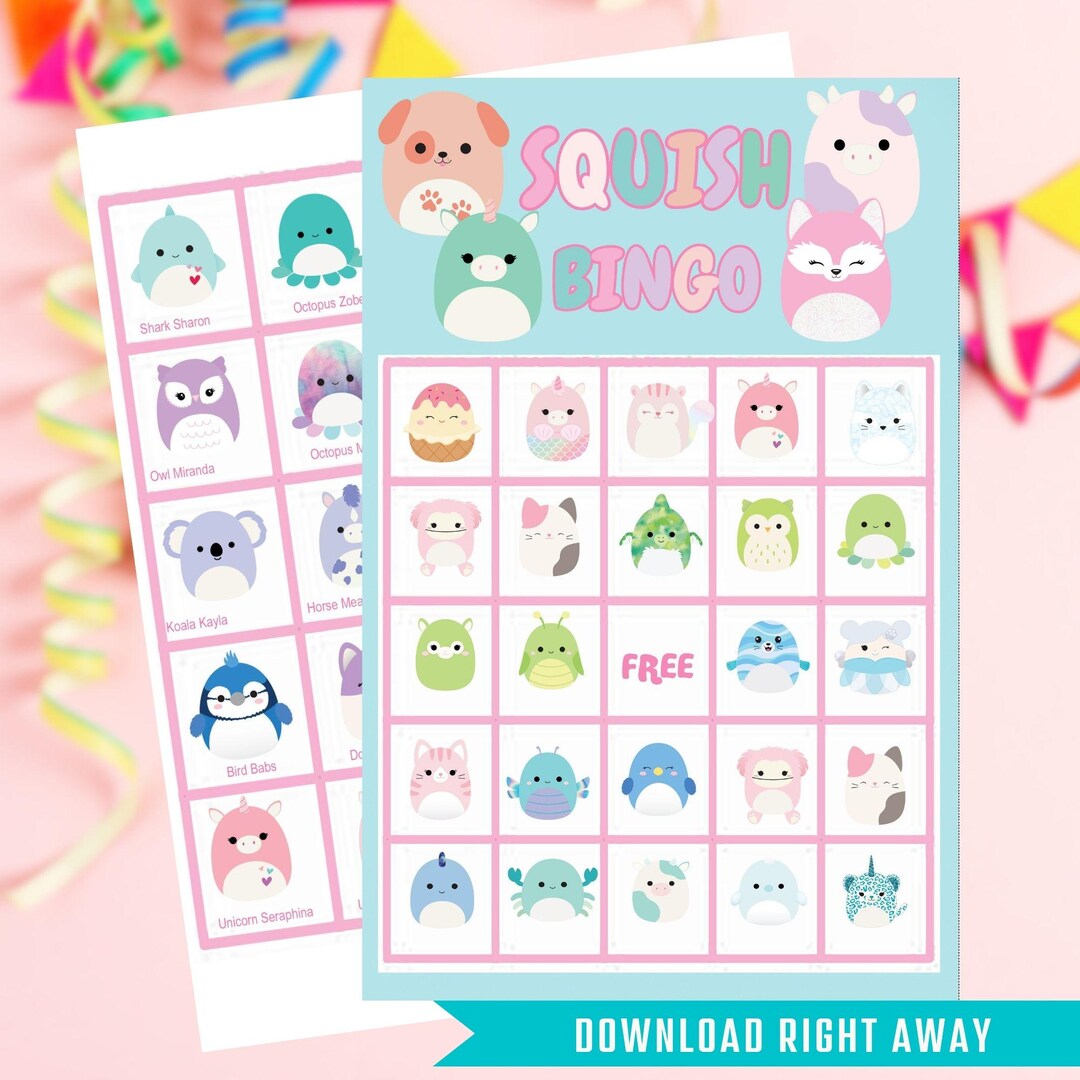 Squishmallow Bingo Printable Squishmallow Bingo Cards for Kids Birthday ...
