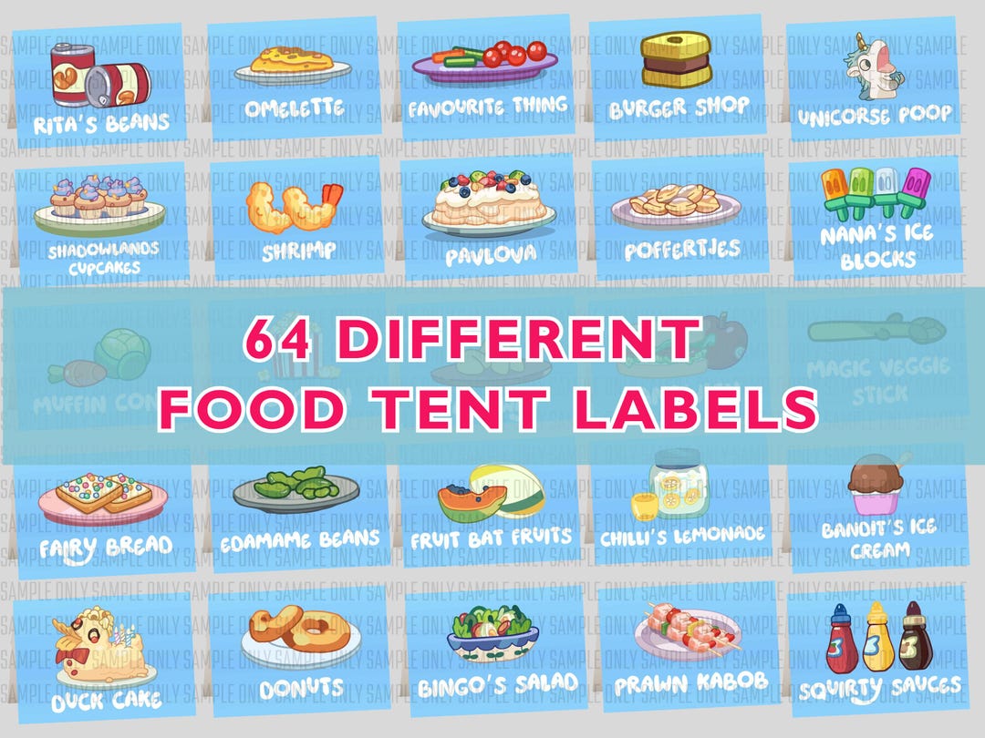 64 Pcs Food Tent Labels for Kids Birthday Place Cards for Birthday ...