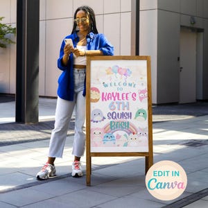 Editable Squishmallow Welcome Sign for Squishmallow Birthday Party ...