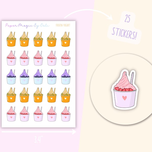 Cute Frozen Yogurt Stickers - Etsy