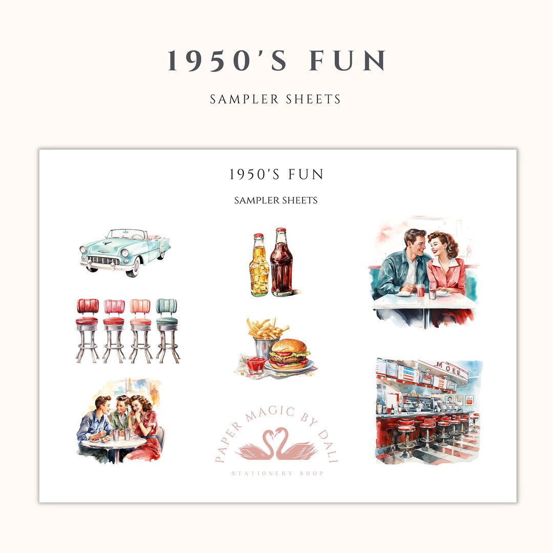 50's Stickers, 50's Era Stickers, Vintage Stickers, Journal Stickers ...