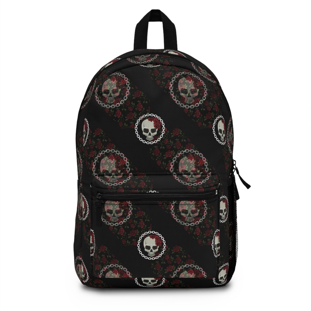 Gothic Skulls and Roses Backpack, Dark Aesthetic, Skulls and Roses ...