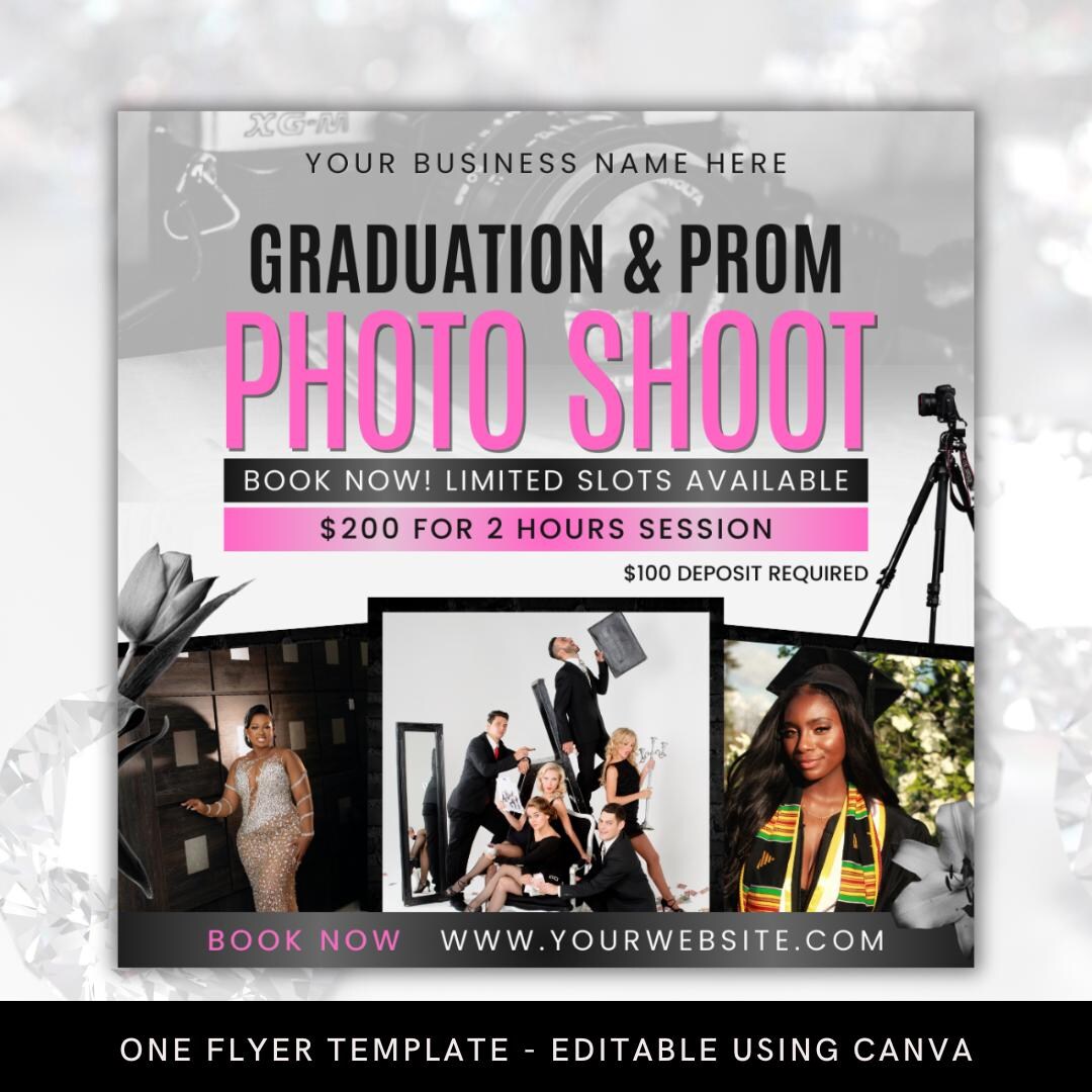Graduation & Prom Photoshoot Flyer Template: Customizable Canva Design ...